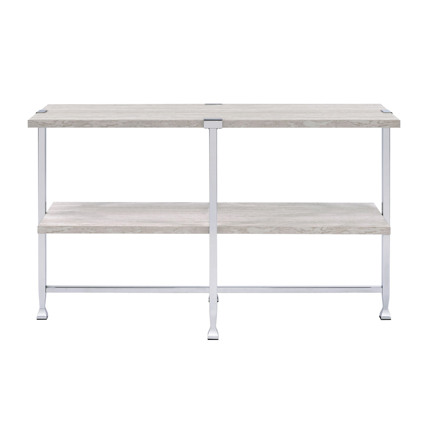 Coffee Tables Half-Moon Sofa Table with Crossbar Support, White Oak and ...