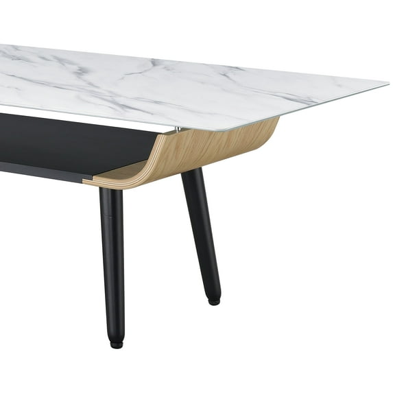 Coffee Tables Landon 47" Coffee Table with Glass White Marble Texture ...