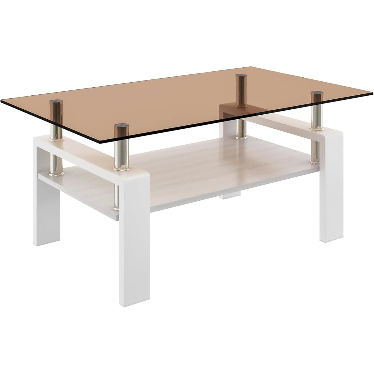 Coffee Tables for Living Room, Modern Rectangle Tempered Glass Center ...