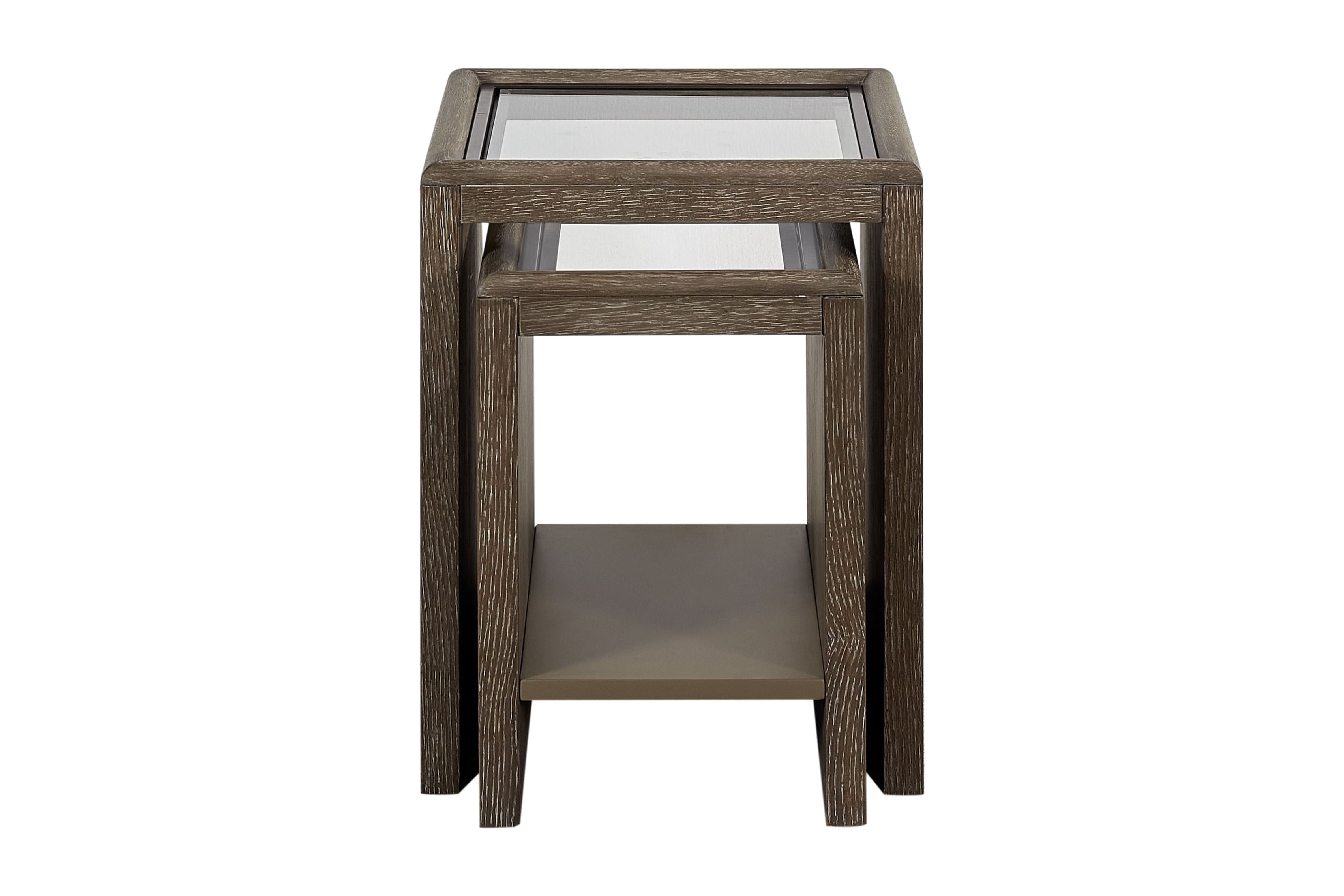 Coffee Tables, Nesting Tables with Glass Top Cocoa, Brown End Tables,Solid Wood+Mdf Side Tables ...