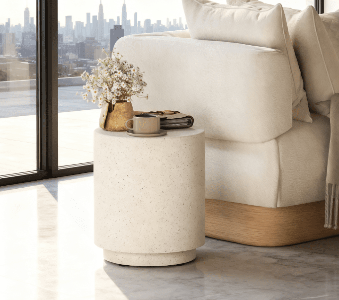 Coffee Tables Nordic style Table with Concrete Finish Round Side Table ...