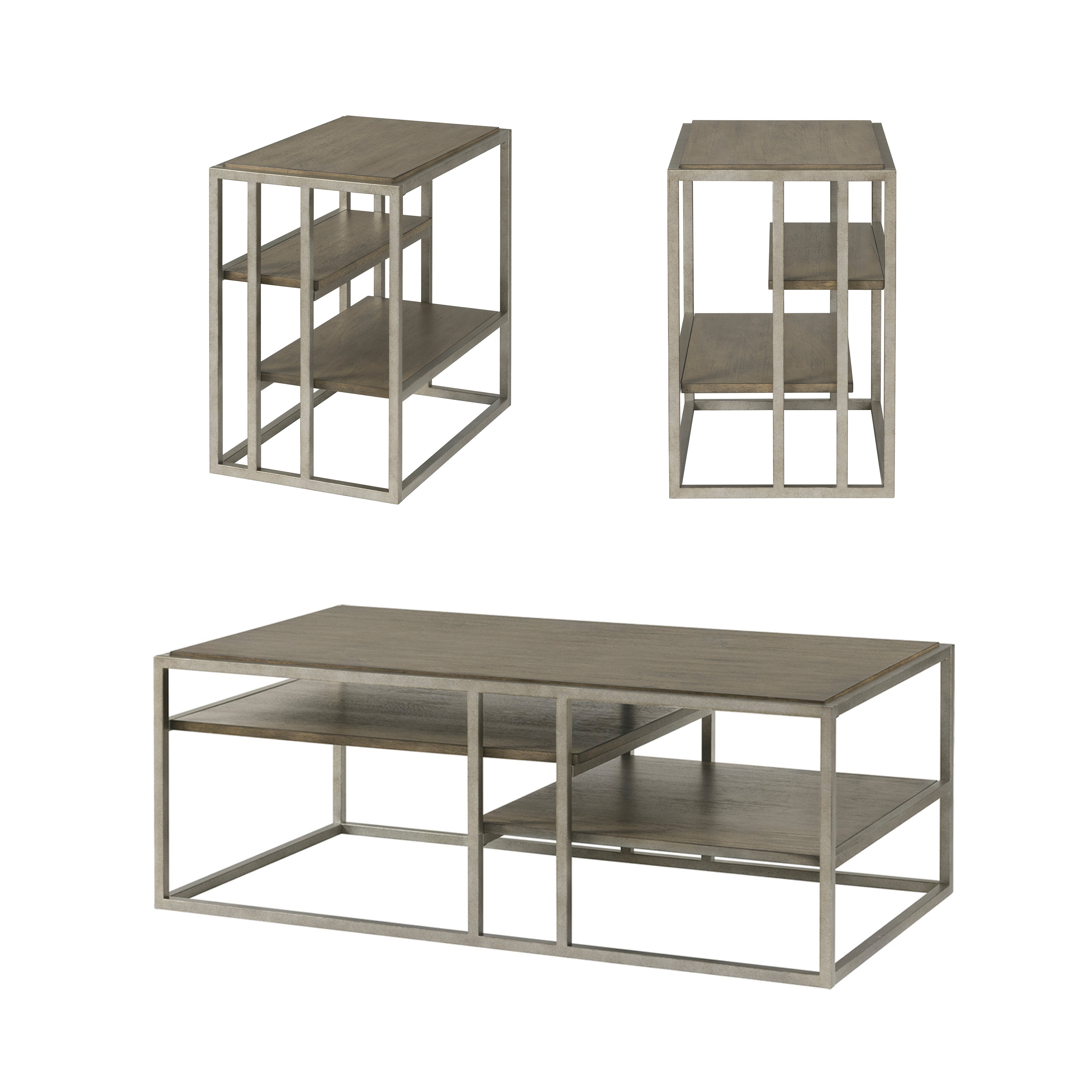 Coffee Tables Padena 3-Piece Metal Frame Wood Living Room Coffee Table ...