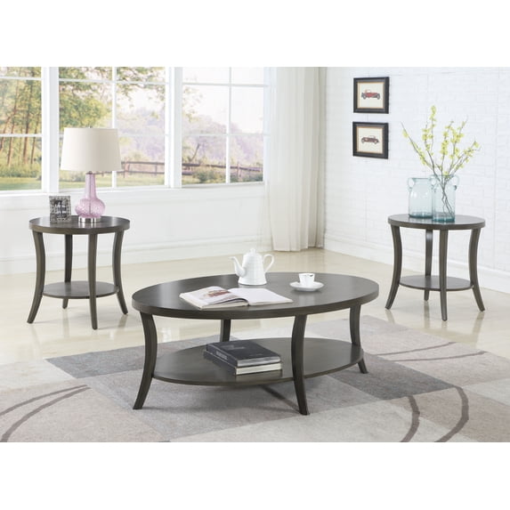 Coffee Tables Perth Contemporary Oval Shelf Coffee Table Set, Gray ...