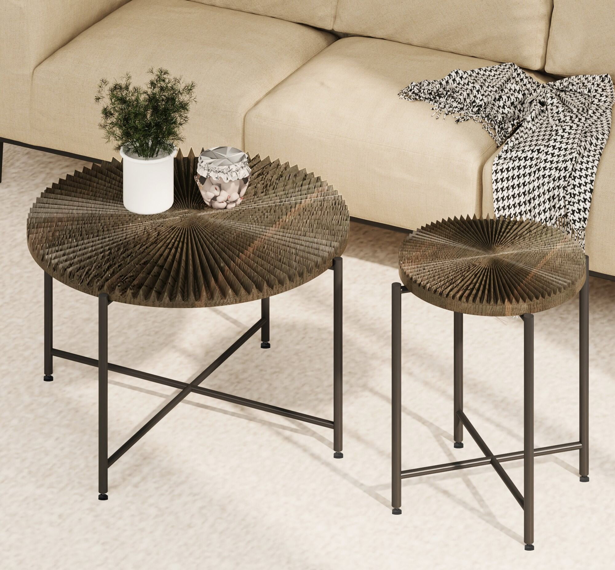 Coffee Tables Radial Pattern 2-Piece Coffee and End Table Set ...