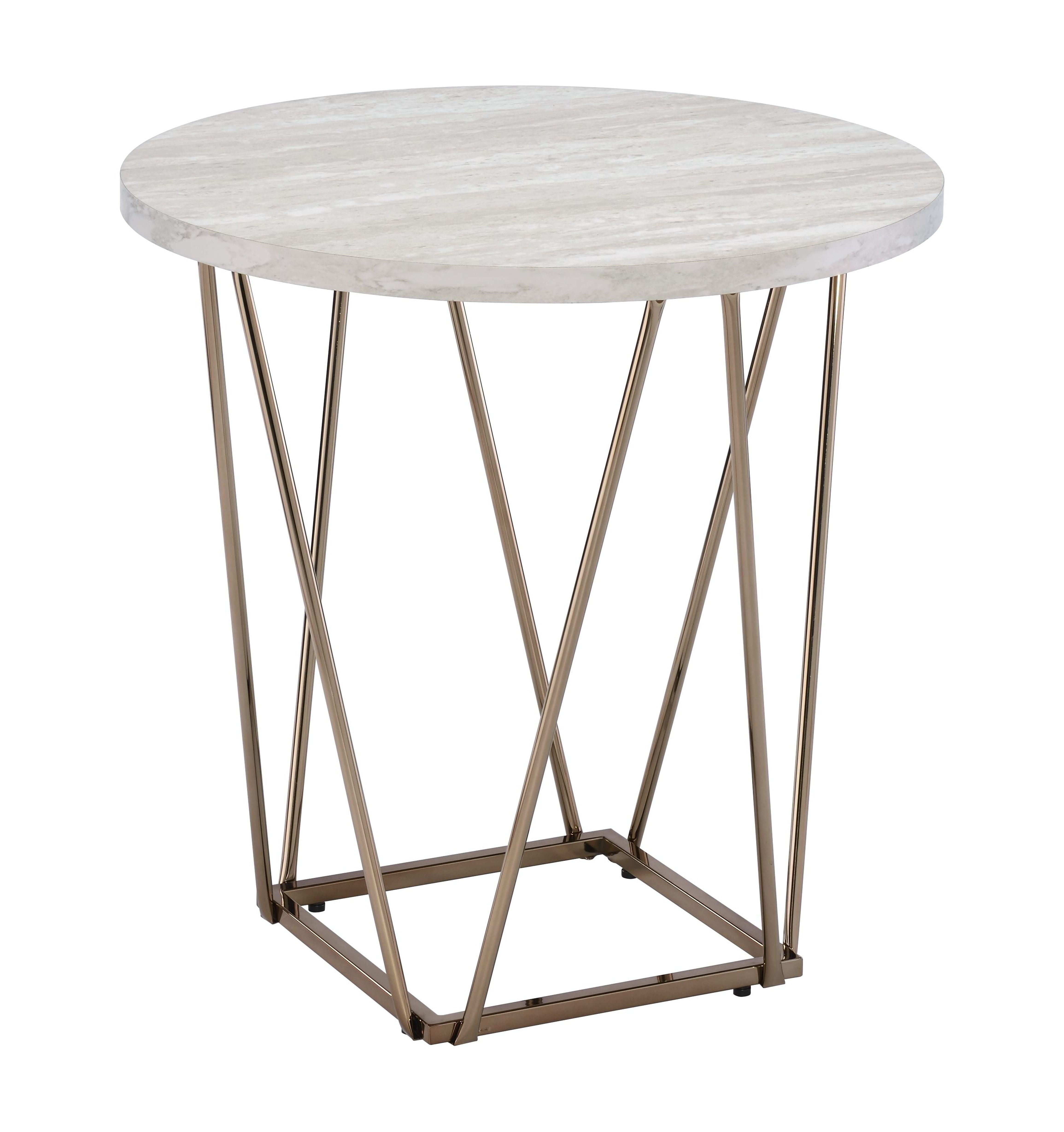 Coffee Tables, Rowyn - Faux Marble Top End Table - Gray, Gray Wooden ...