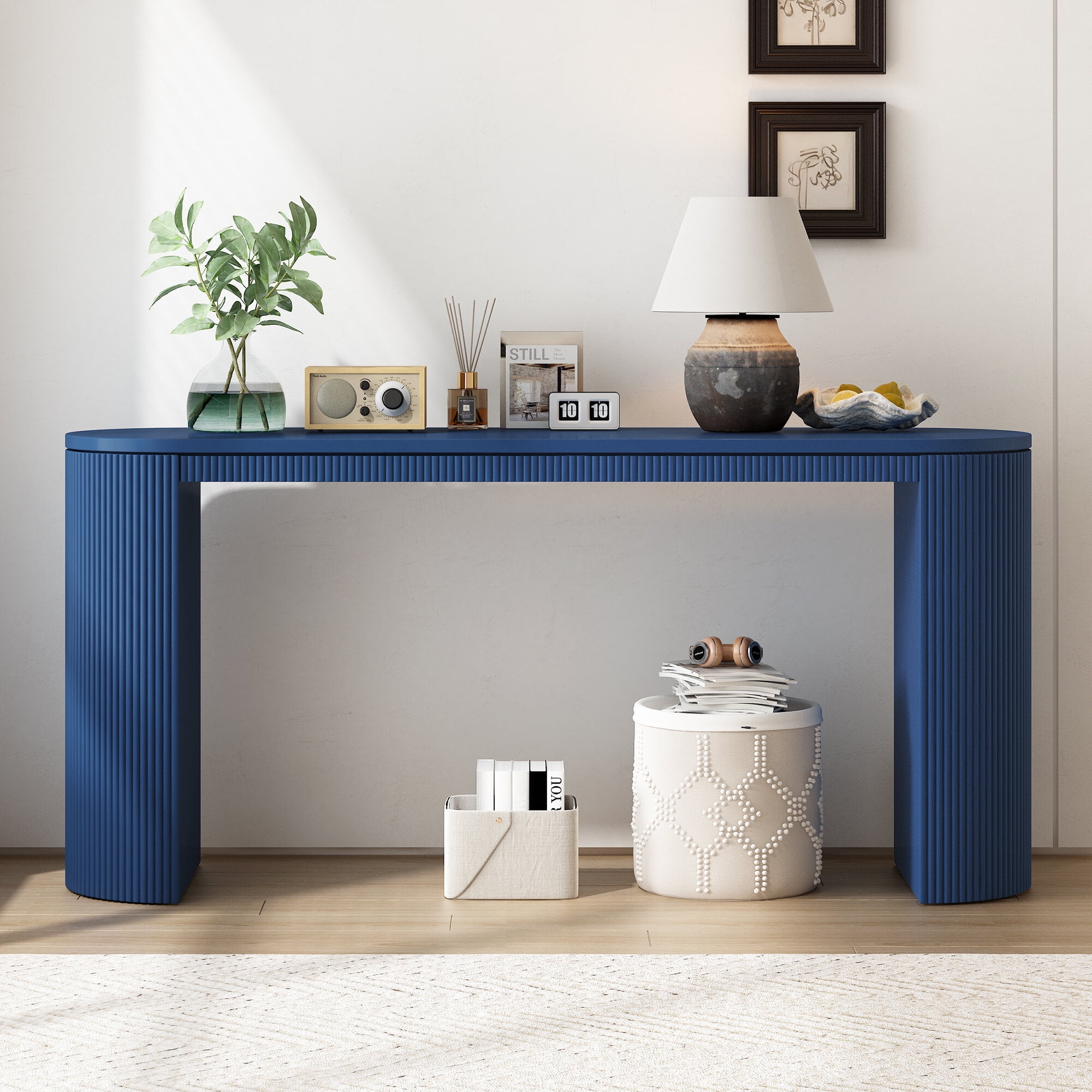 Coffee Tables U_STYLE Curved Design Console Table with Unique Vertical ...