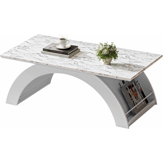 Coffee Tables for Living Room, 45" Marble Coffee Table with RGB Strip ...