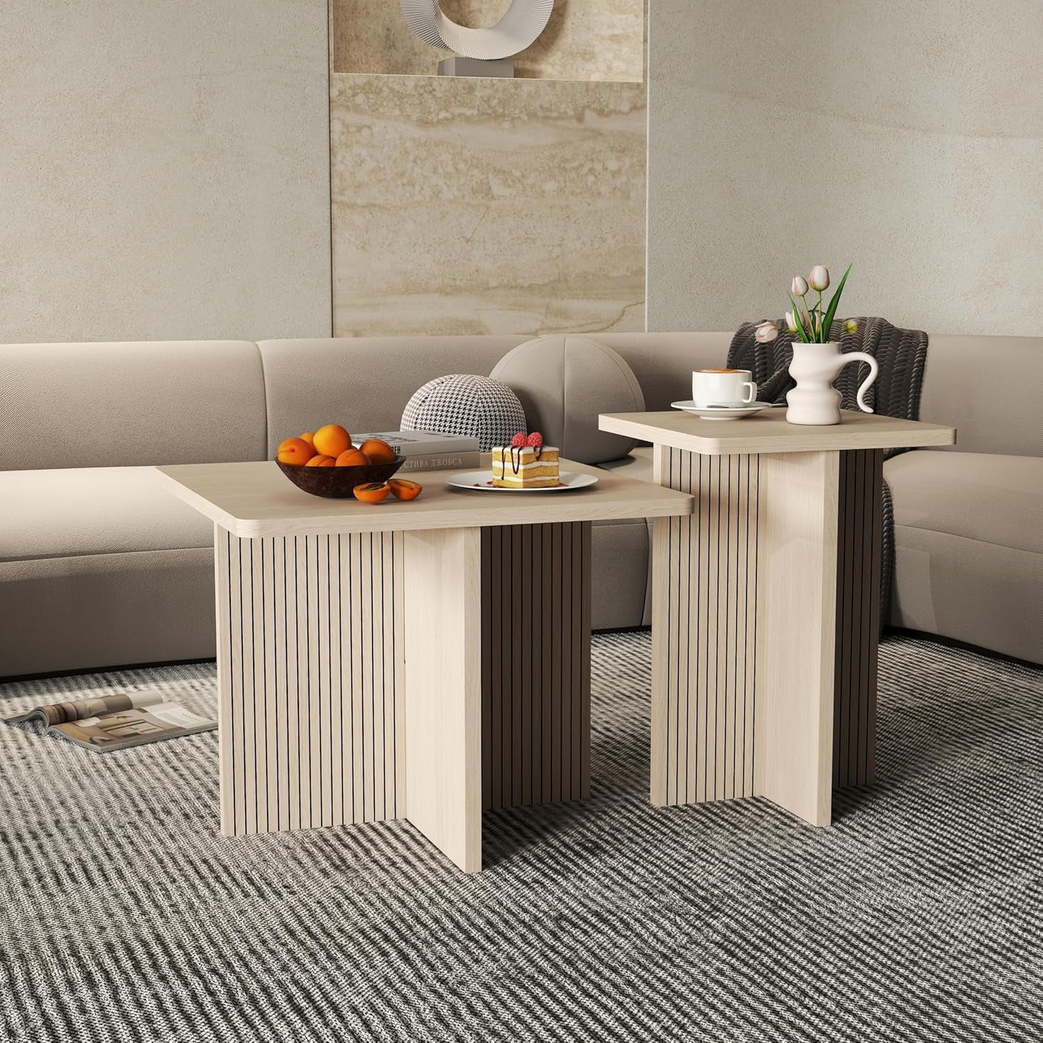 Coffee Tables for Living Room: End Tables Set of 2 for Modern Small ...