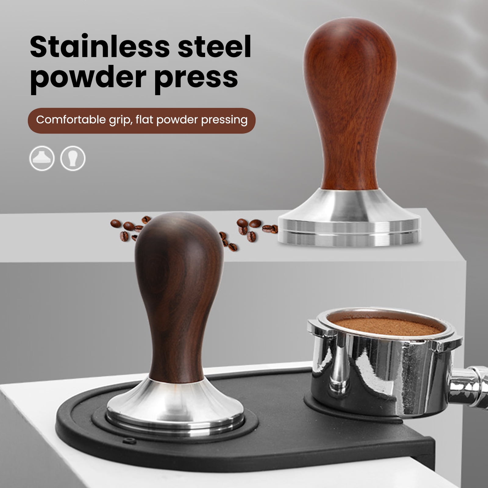 Coffee Tamper Detachable Design Flat Base Stainless Steel 51/53/58mm ...