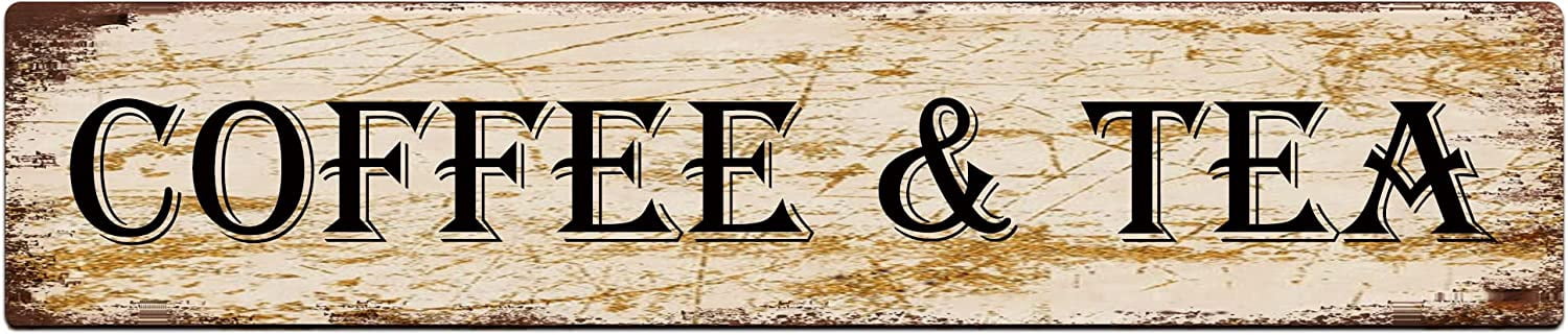 Coffee & Tea Retro Tin Signs Aluminum Metal Sign for Kitchen Home ...