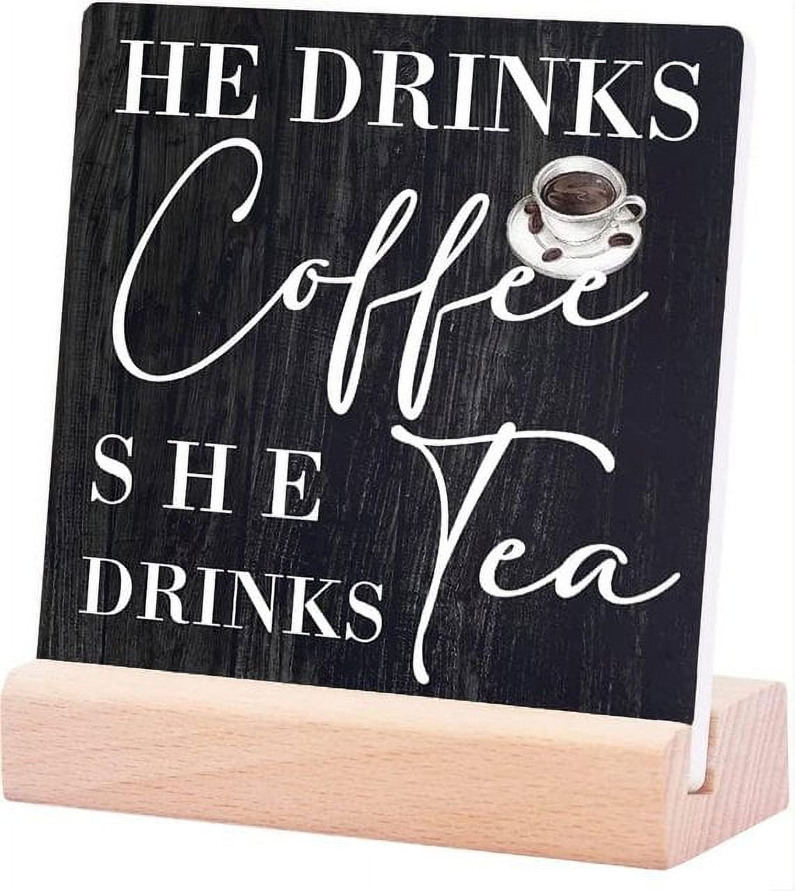 Coffee Tea Sign Desk Decor Coffee Gifts Coffee Tea Lover Gift Black ...