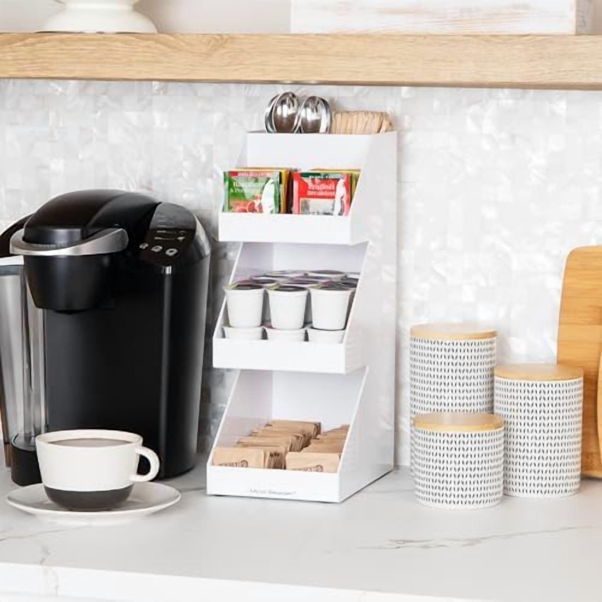 Coffee Tea Utensil and Condiment Station, Countertop Organizer, Coffee ...