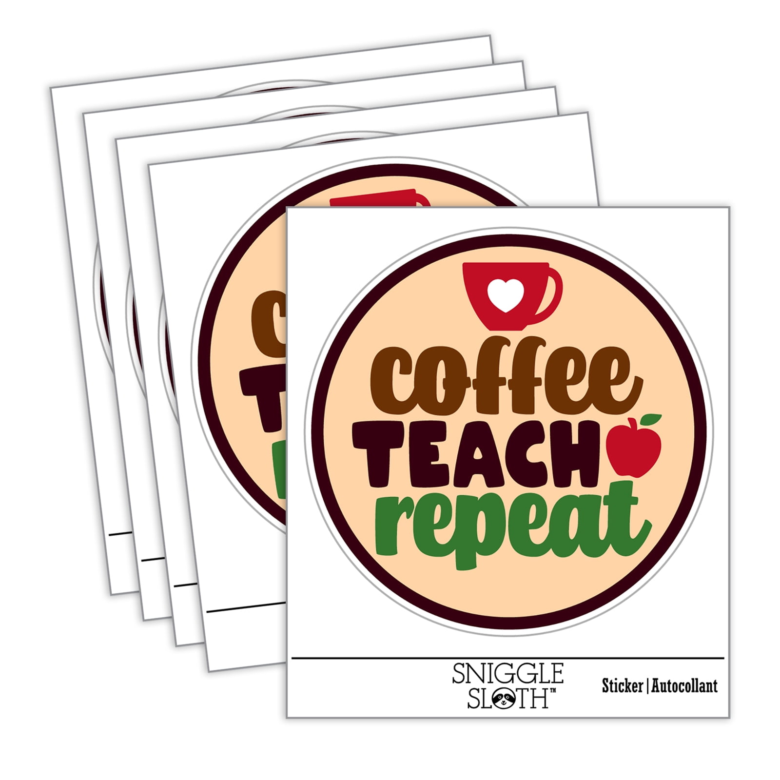 Coffee Teach Repeat Teacher Car Window Bumper Water Bottle Phone Tablet ...