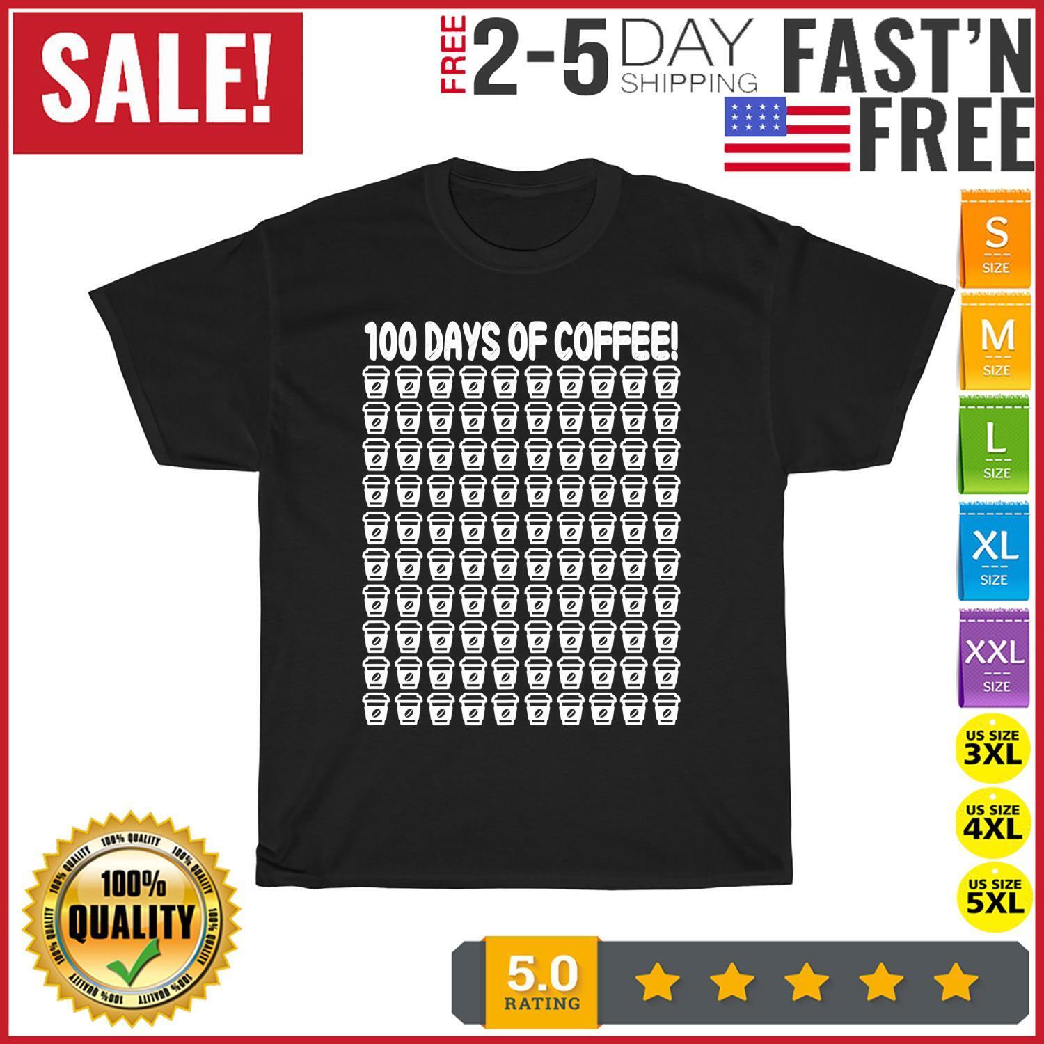 Coffee Teacher Tee 100 Coffee Cups 100th Day School Premium T Shirt Men ...