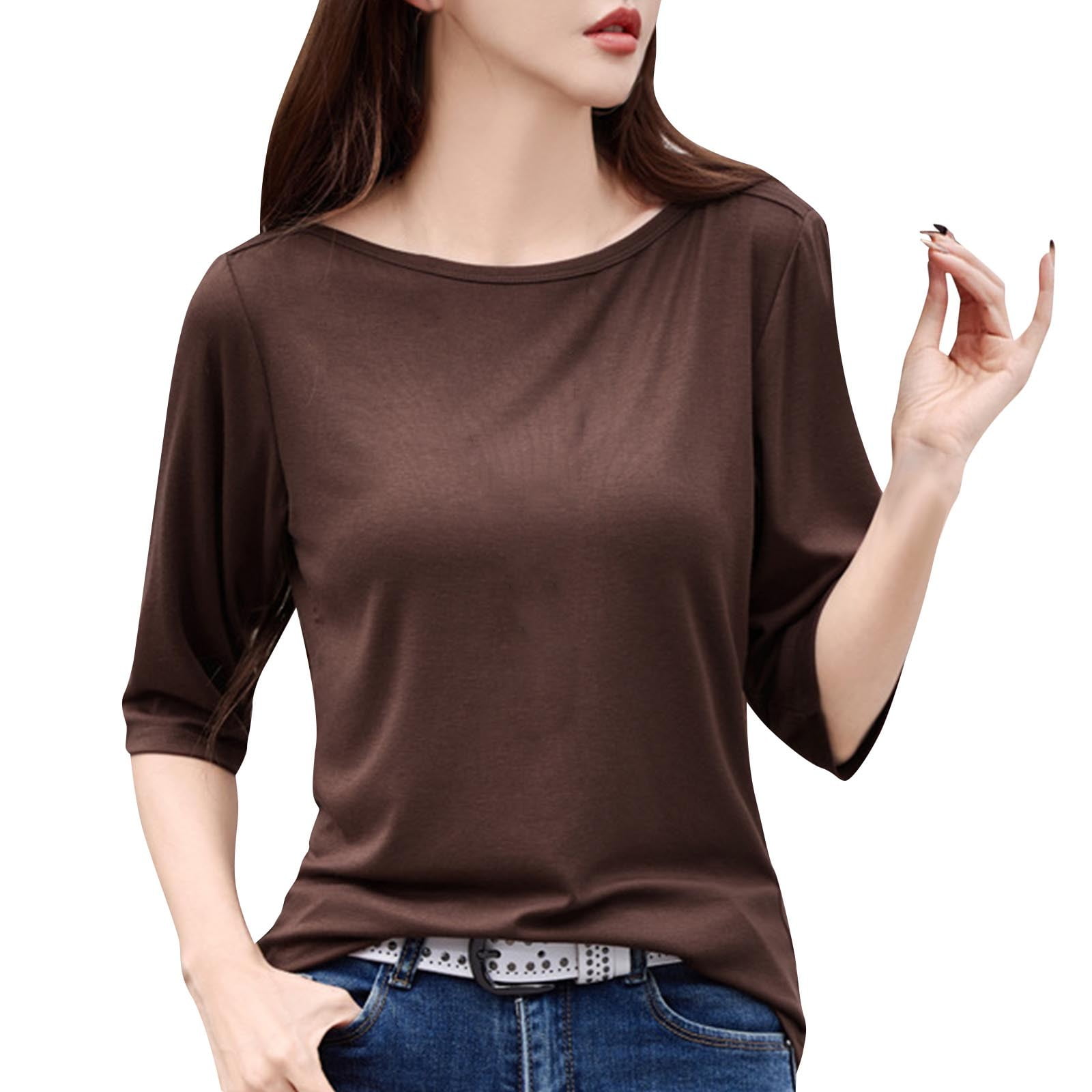 Coffee Tee Shirts for Women Summer Fall Short Sleeve Boat V Neck Basic ...