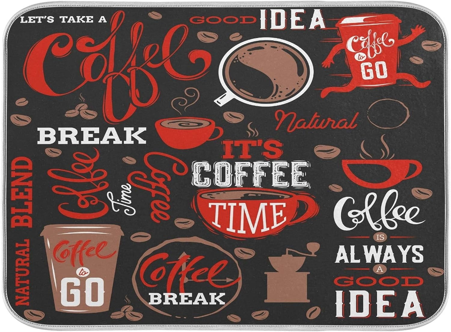 Coffee Theme Beans Dish Drying Mat for Kitchen Counter 18 x 24 Inch ...