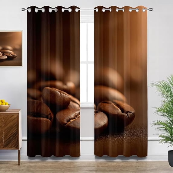 Coffee Theme Blackout Curtains for Bedroom Living Room, Coffee Bean ...