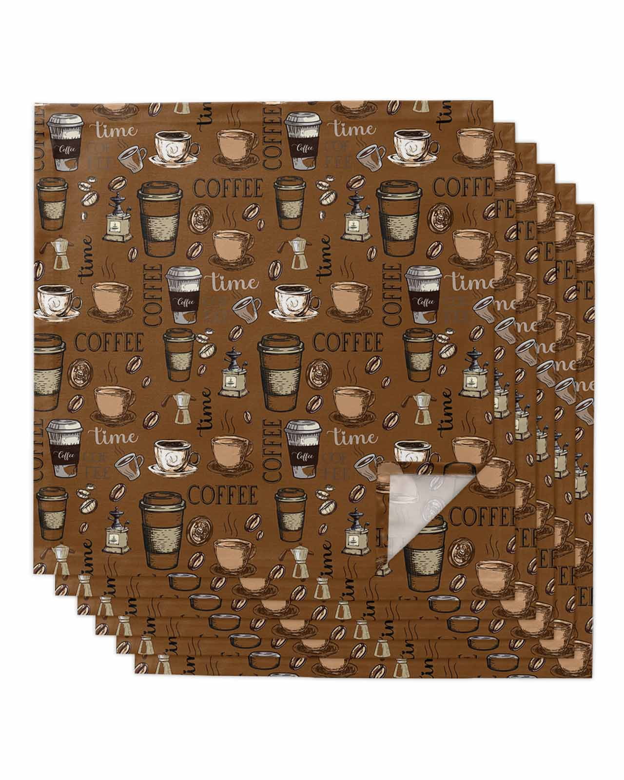 Coffee Theme Cloth Napkins Set of 6 Reusable Dinner Napkins, Funny ...