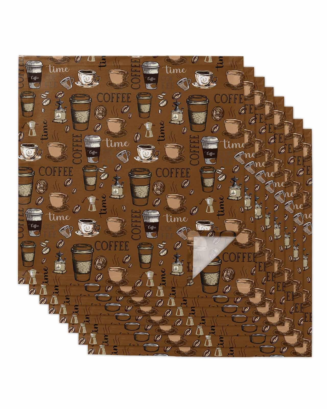 Coffee Theme Cloth Napkins Set of 8 Reusable Dinner Napkins, Funny ...