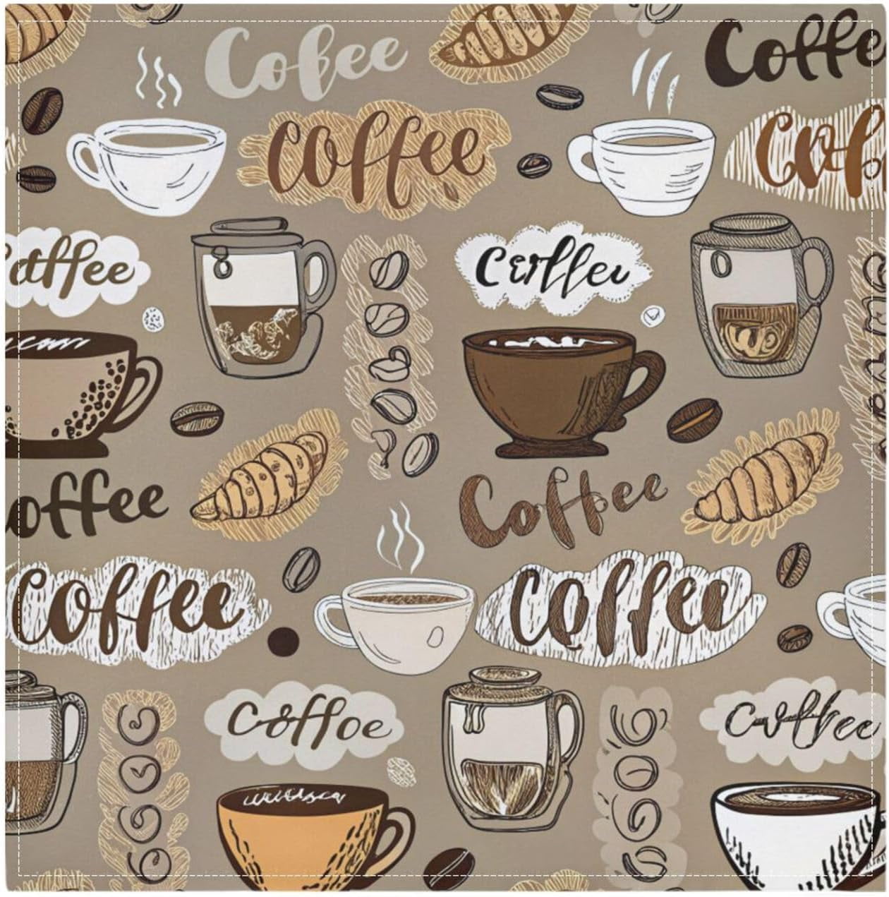 Coffee Theme Cloth Napkins Set of 4 20x20 Inch Reusable Polyester ...