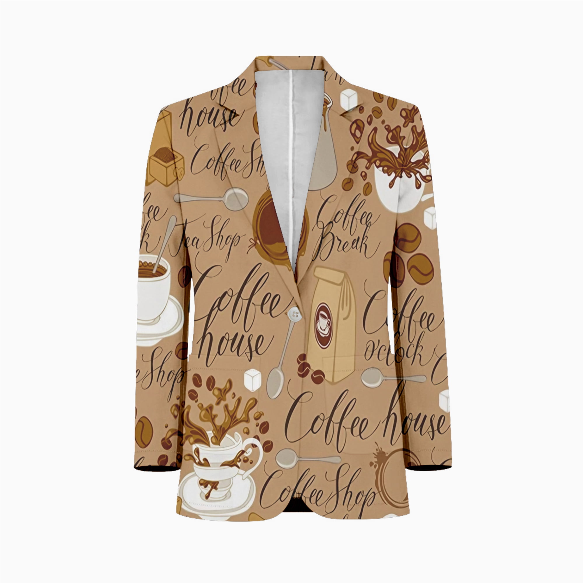 Coffee Theme Coffee Beans Cup Coffee Mens Suits Shawl Collar Slim Fit ...