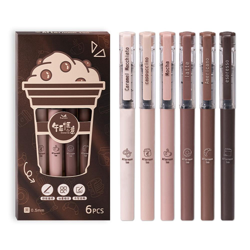 Coffee Theme Liquid Gel Pens, 6 Pieces Cute Coffee Pens, 0.5mm Fine ...