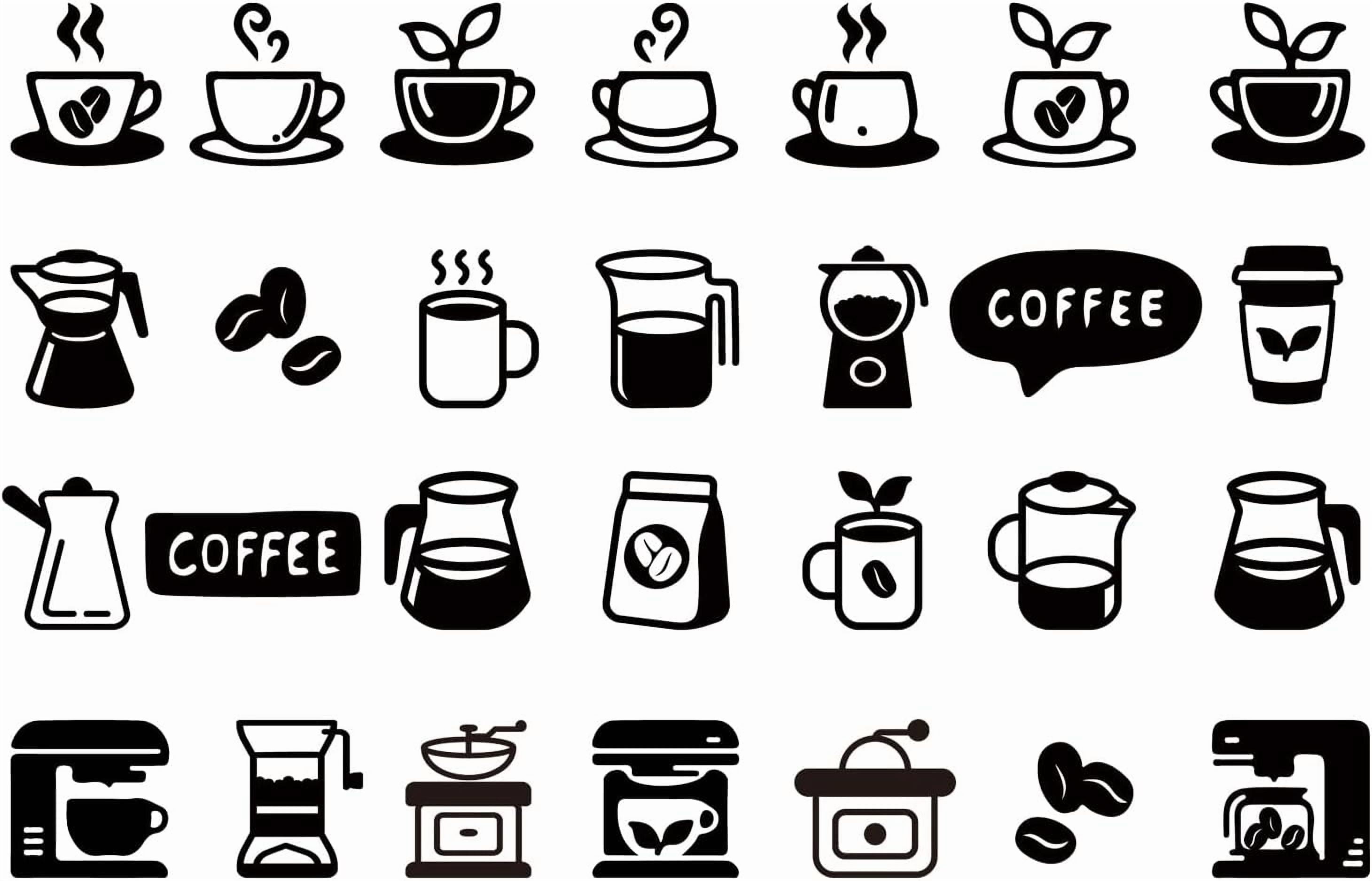 Coffee Theme Wall Decals Decor Coffee Cup Coffee Machine Coffee Beans ...