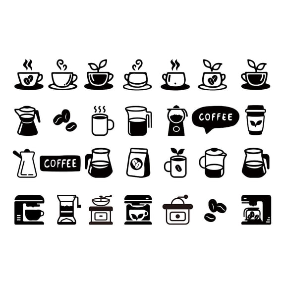 Coffee Theme Wall Decals Decor Coffee Cup Coffee Machine Coffee Beans ...