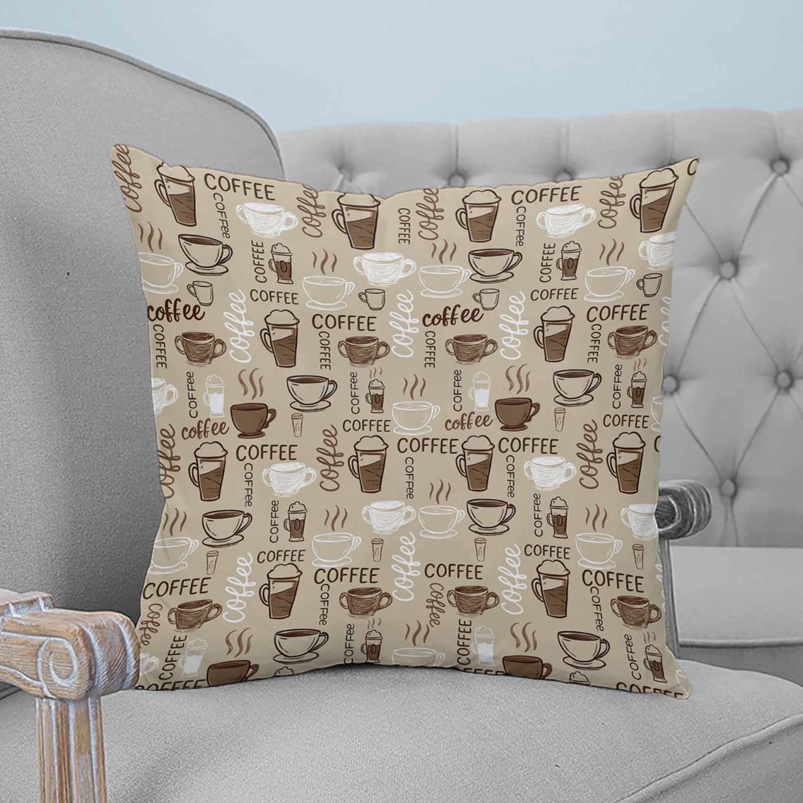 Coffee Throw Pillow Covers, Soft Pillowcases with Invisible Zipper ...