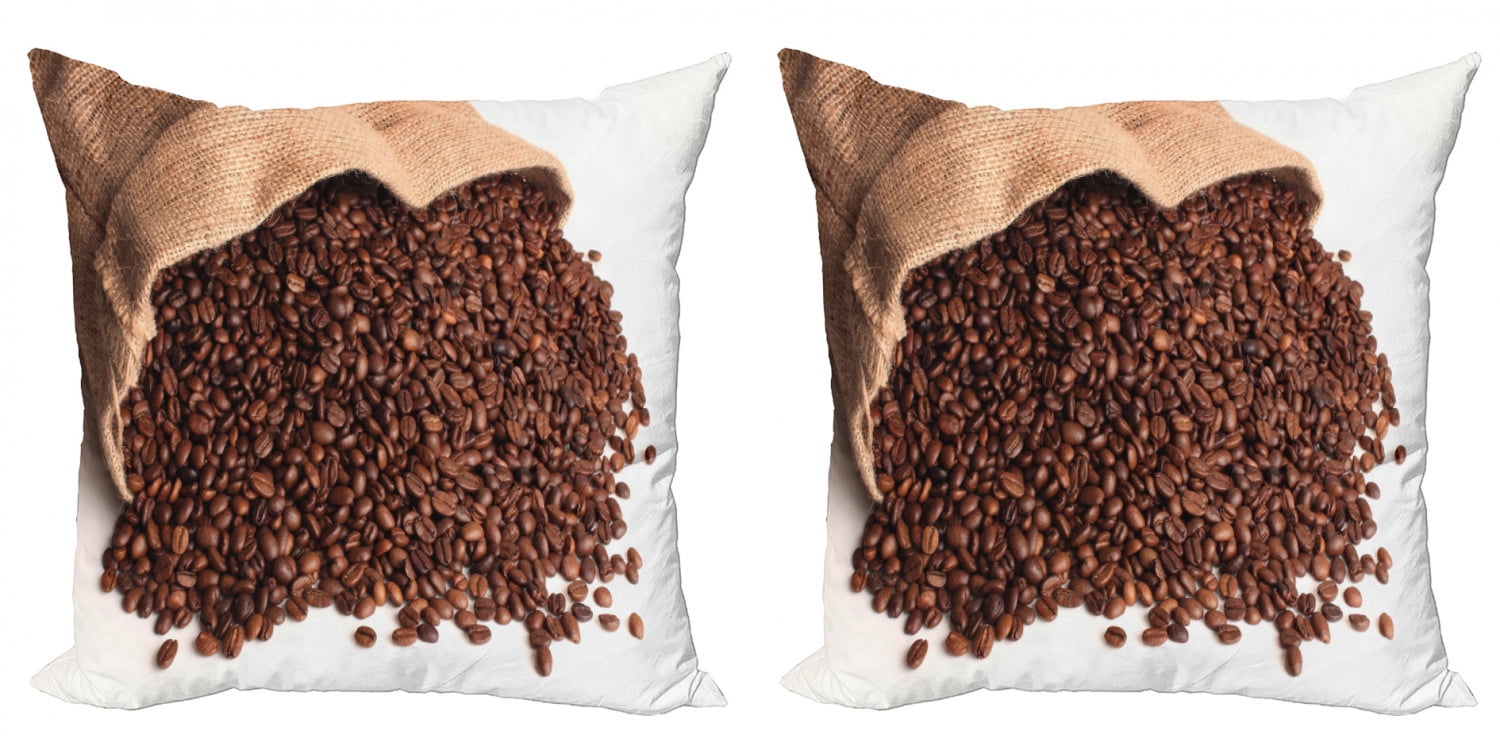 Coffee Throw Pillow Cushion Cover Pack of 2, Real Life Photo of a Sack ...