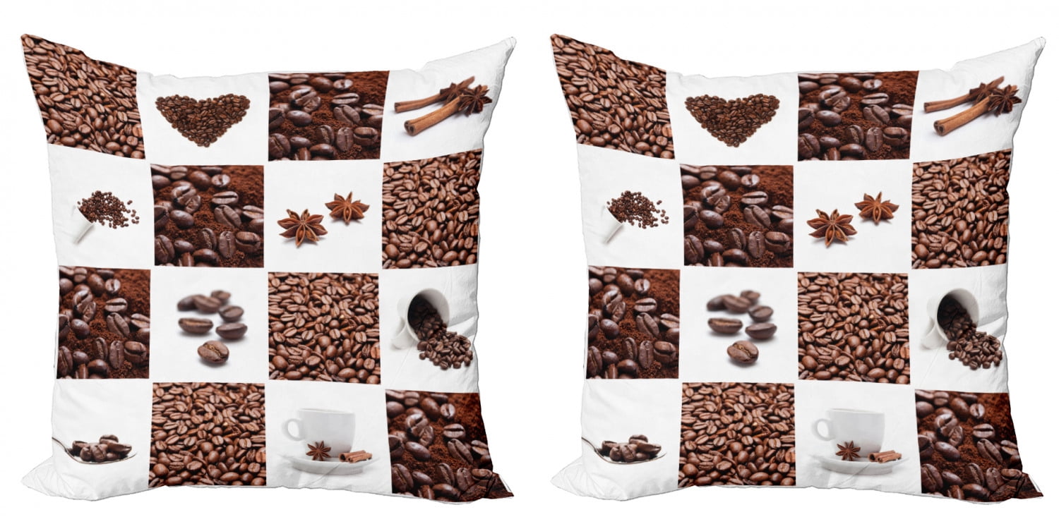 Ambesonne Coffee Throw Pillow Cover 2 Pack, Roasted Coffee Beans, 24 ...