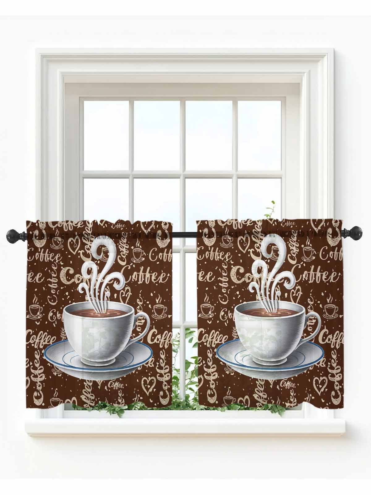 Coffee Tier Curtains 24 Inch Length, Sheer Curtains for Bedroom Living ...