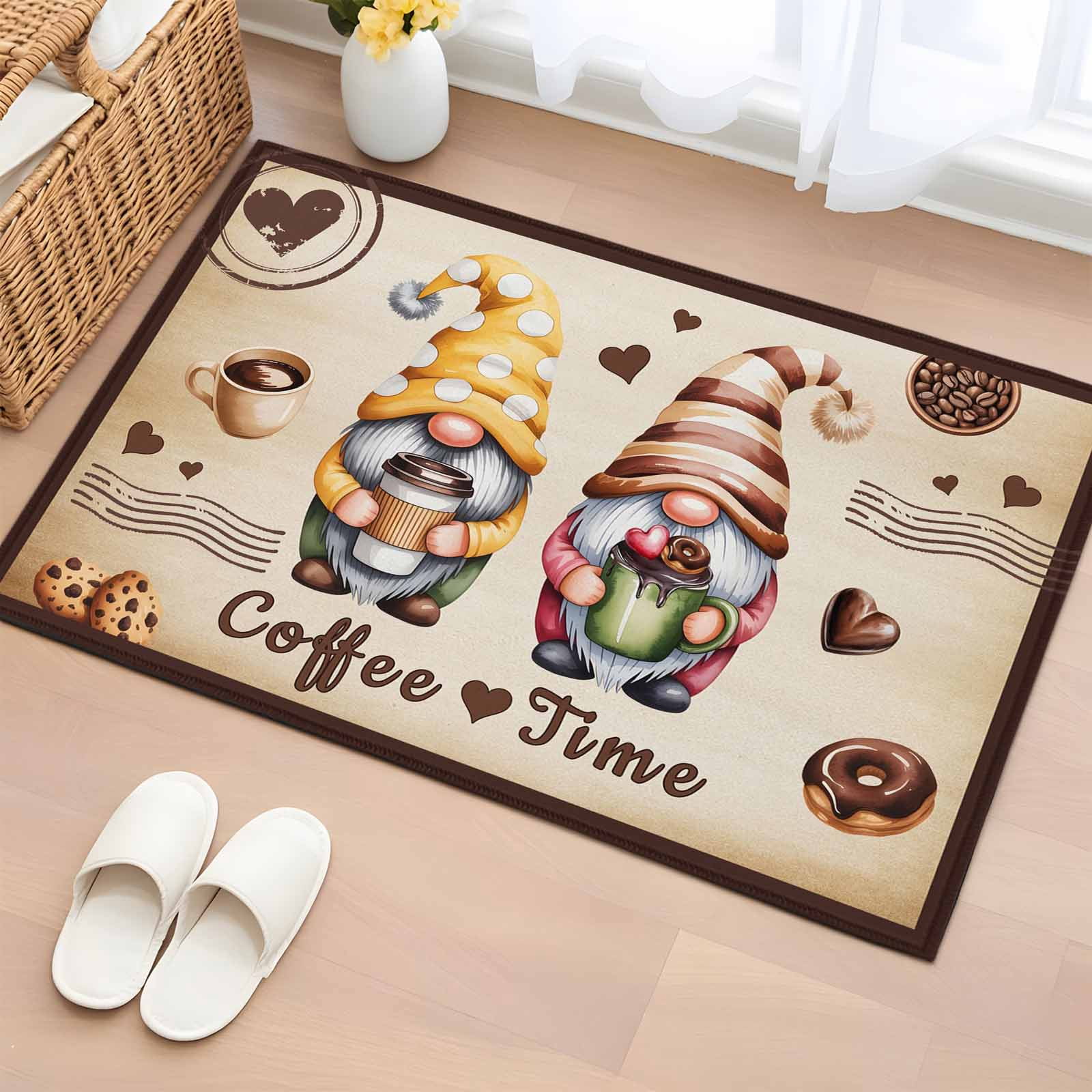 Coffee Time 2'x3' Rug for Entryway Front Door Kitchen Sink Area, Gnome ...