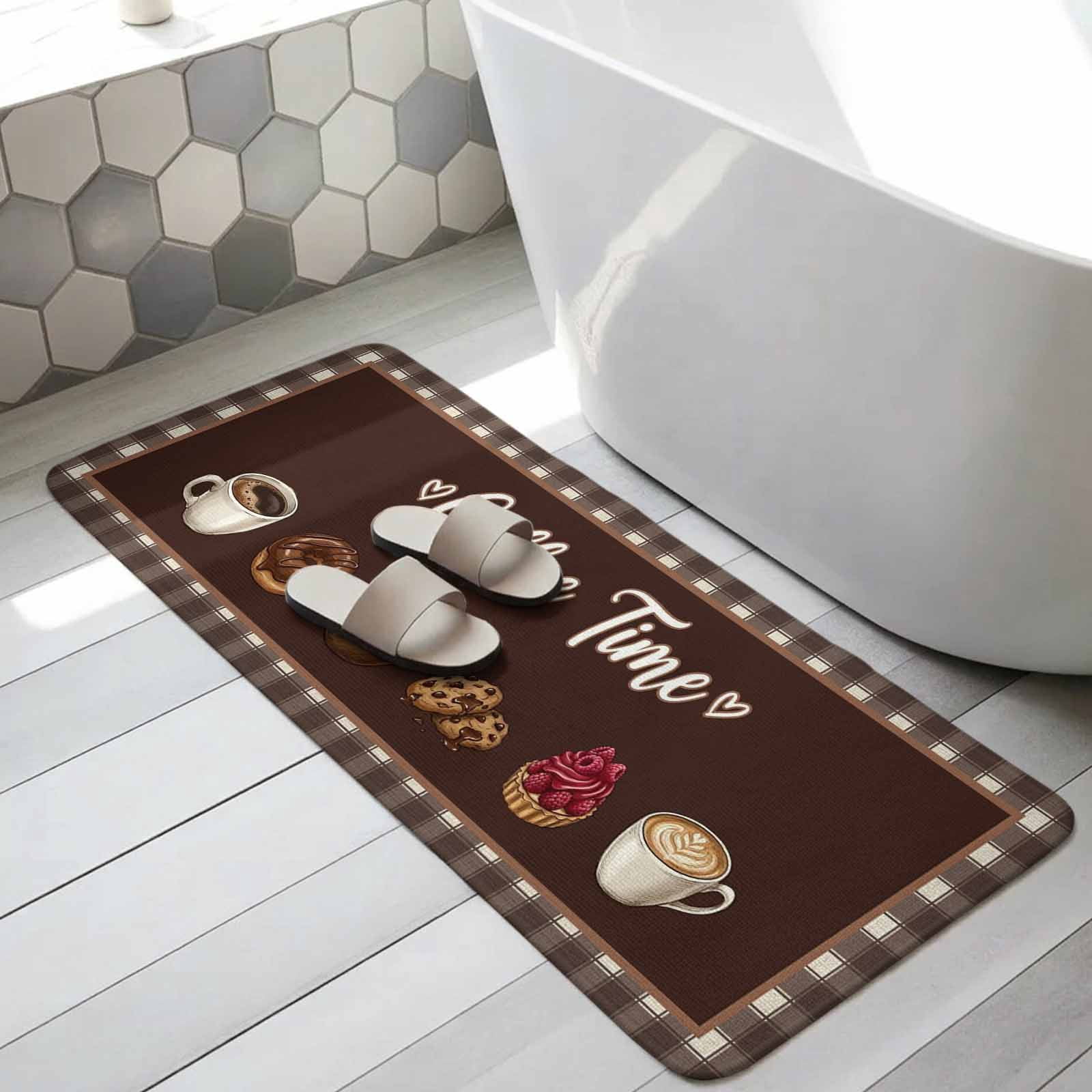 Coffee Time Bathroom Runner Rugs Non Slip Washable Absorbent Narrow ...