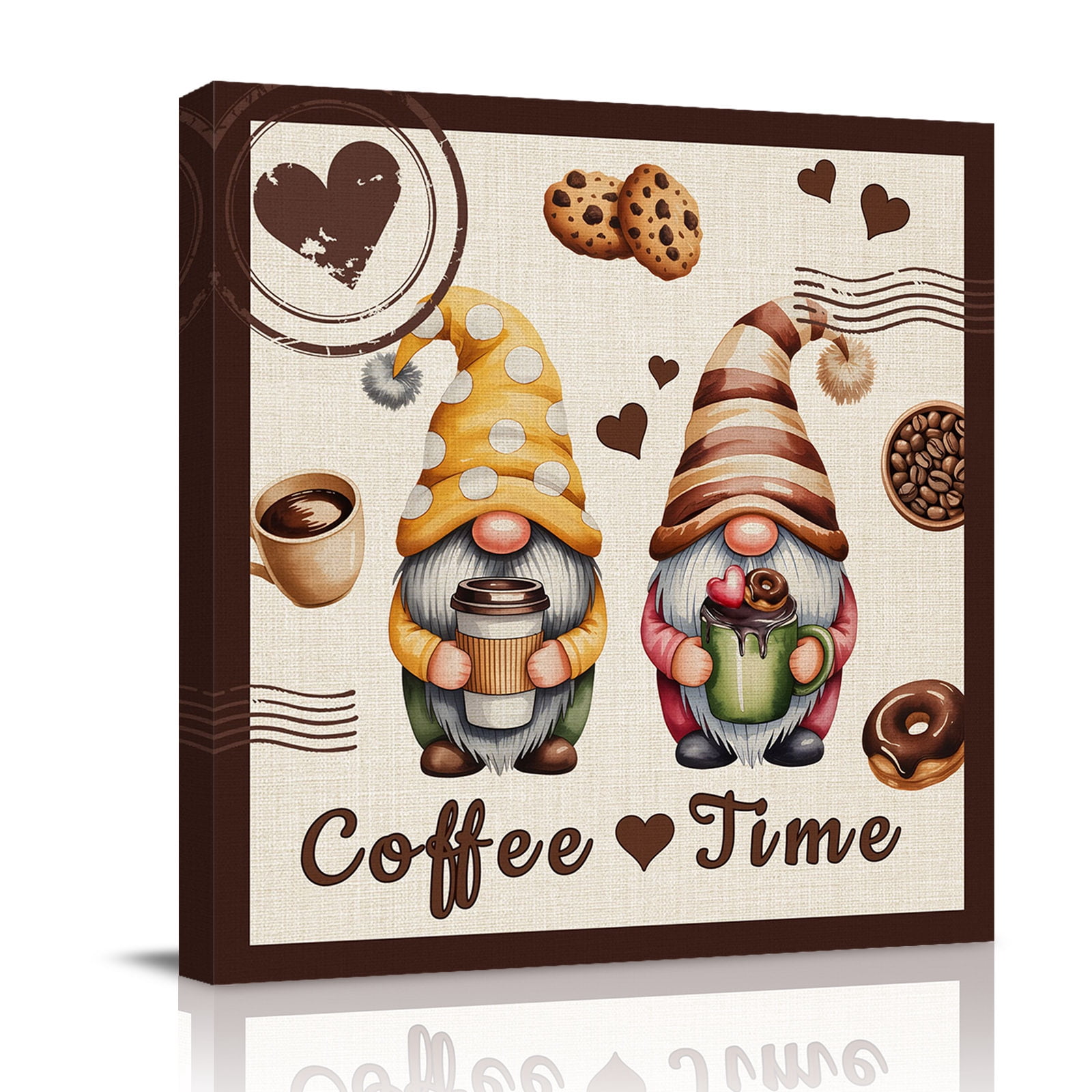 Coffee Time Canvas Wall Art for Living Room, Gnome Desserts Dwarfs Bean ...