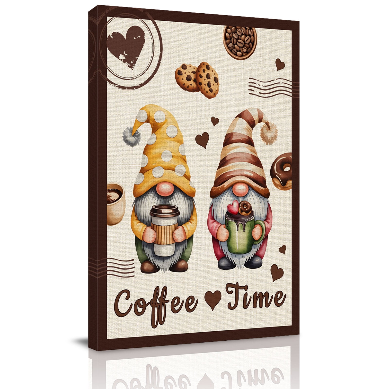 Coffee Time Canvas Wall Art for Living Room, Gnome Desserts Dwarfs Bean ...