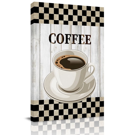 Coffee Time Canvas Wall Art for Living Room, Vintage Hot Drink Brown ...