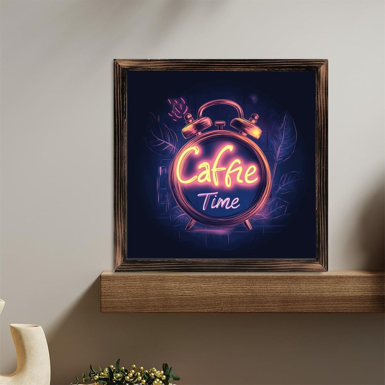 Coffee Time Clock Wooden Sign Wall Plaque - Vintage Art Decoration ...