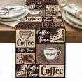 Coffee Time Cotton Linen Table Runner Retro Coffee Beans Dark Brown ...