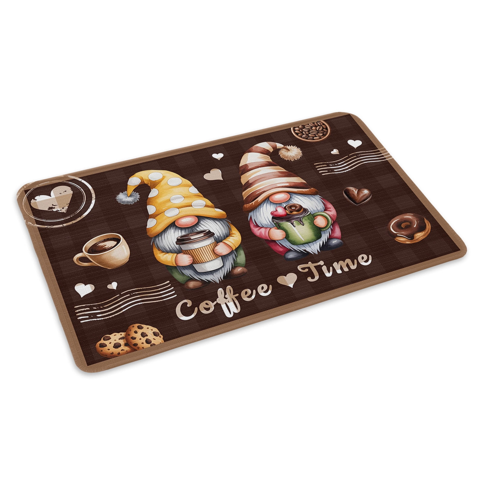 Coffee Time Doormat Gnome Desserts Dwarfs Bean Brown Background Non ...