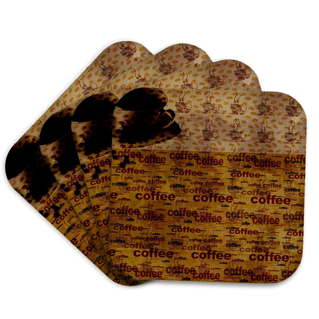 3dRose, Coffee Time- Fun Art- Drinks, Set of 4 Coasters - Soft ...