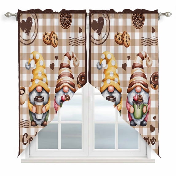 Coffee Time Swag Curtain Valance for Window 2 Panels Gnome Desserts ...
