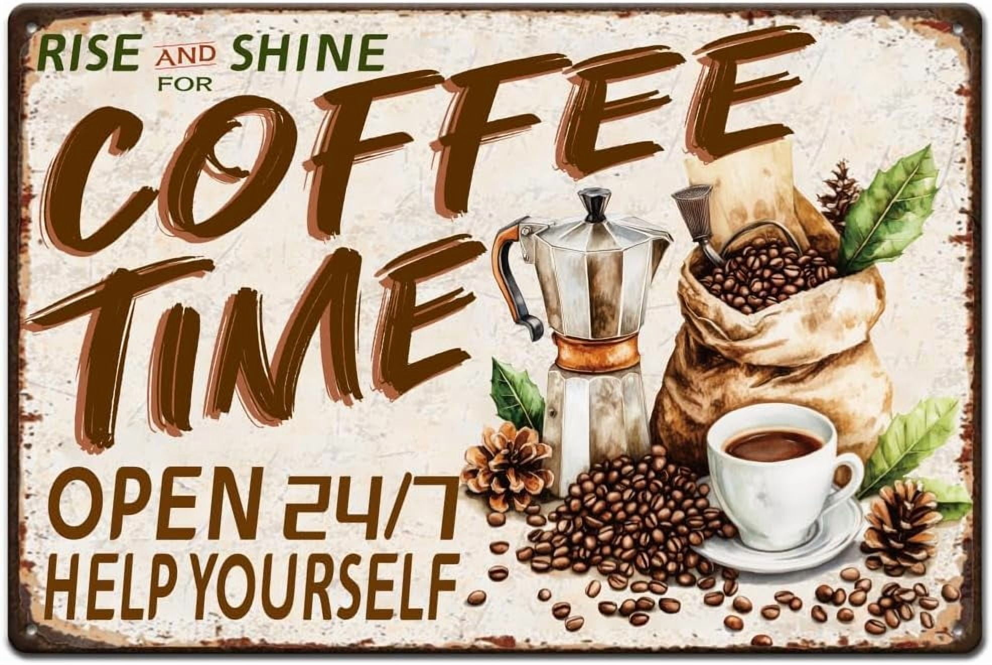 Coffee Time Tin Signs Retro Metal Sign Vintage Country Art Sign Coffee ...