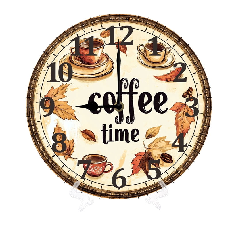 Coffee Time Wall Clock, Non Ticking Silent Quartz Analog Clocks ...