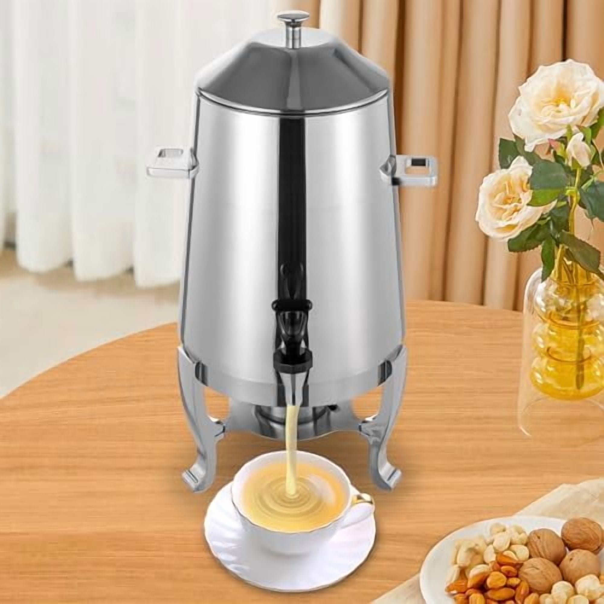 Coffee Urn With Fuel Holder, 13L Stainless Steel Beverage Dispensers ...