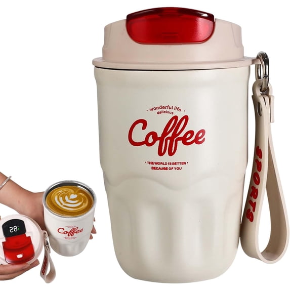 Coffee Vacuum Flask, Portable Coffee Cup with Lid & Handle, Stainless ...