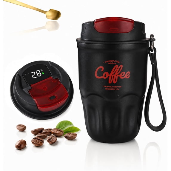 Coffee Vacuum Flask, Stainless Steel Coffee Cup with Lid & Handle ...