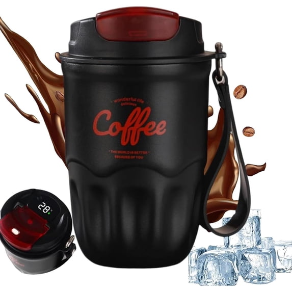Coffee Vacuum Flask, Stainless Steel Insulated Cup with Lid & Handle ...