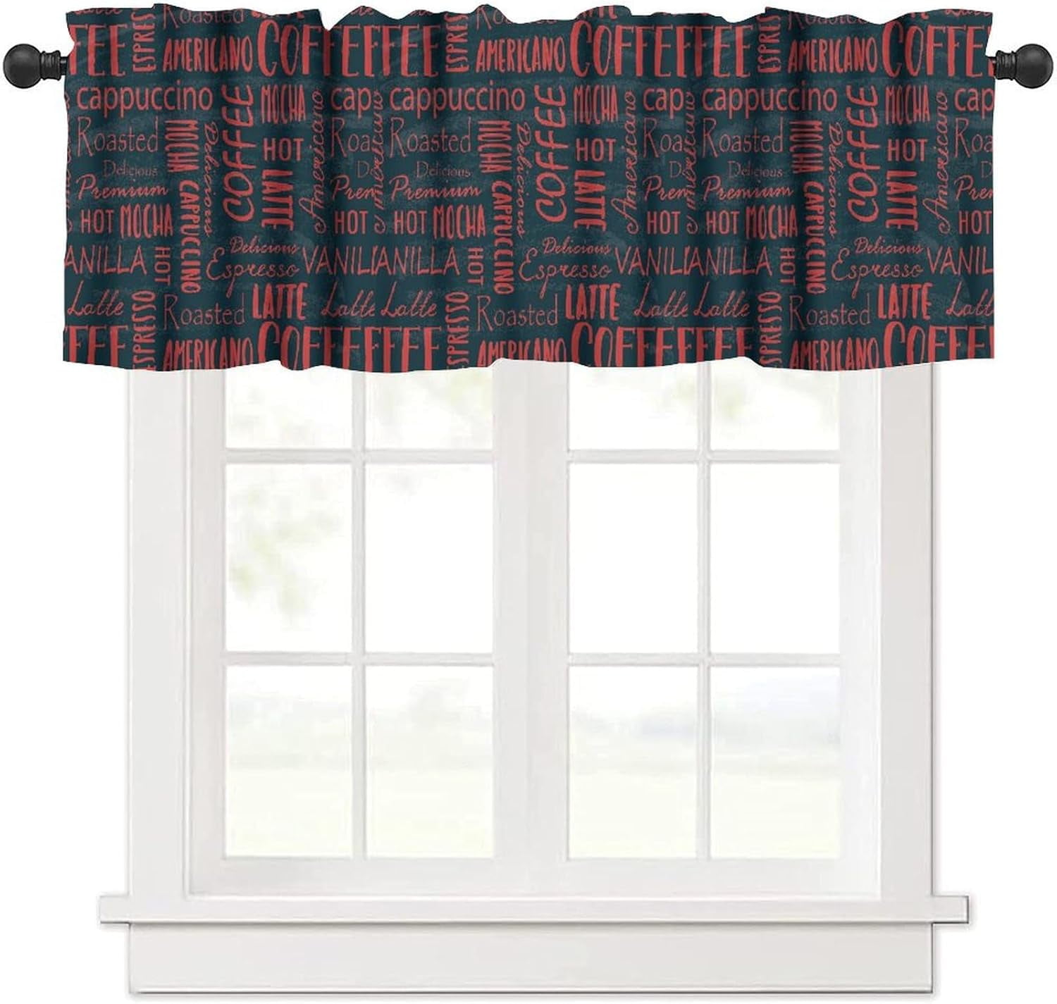 Coffee Valance Curtain, Coffee Shop and Coffee Set Vintage Coffee Theme ...