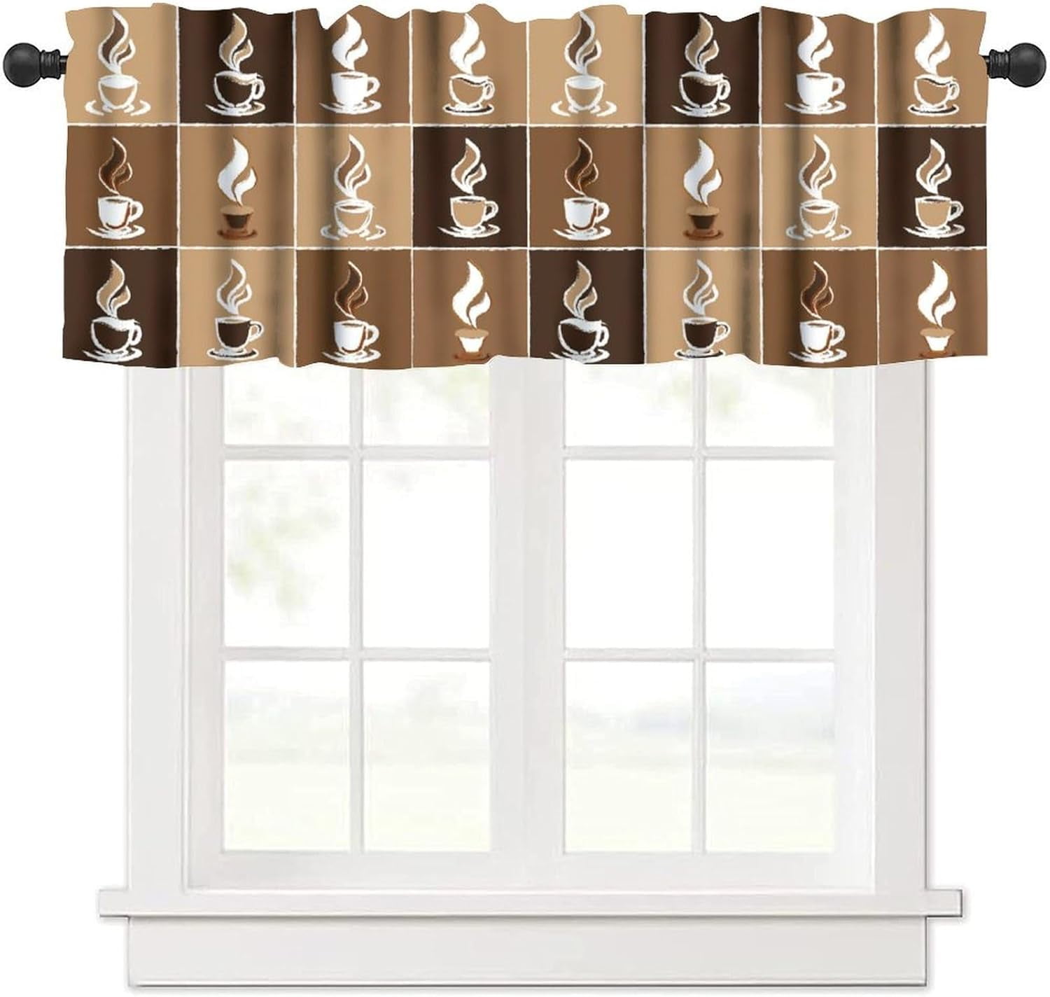 Coffee Valance Curtains Simple Abstract Aesthetic Art Design Coffee ...
